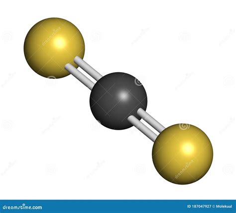 Carbon Disulfide Molecule Structural Chemical Formula Ball And Stick Model Isolated Image