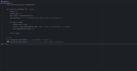 100daysofpython python codingchallenge problemsolving subarraysum… harsha bacham
