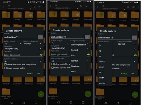 how to compress and extract files on android using zarchiver make
