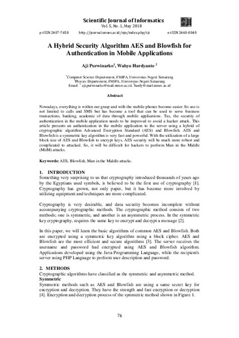 Pdf A Hybrid Security Algorithm Aes And Blowfish For Authentication