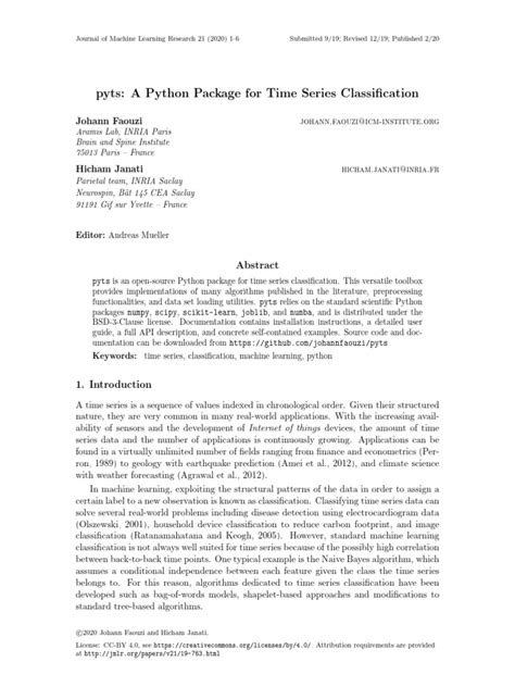 Pyts Time Series Classification Pdf Time Series Computing