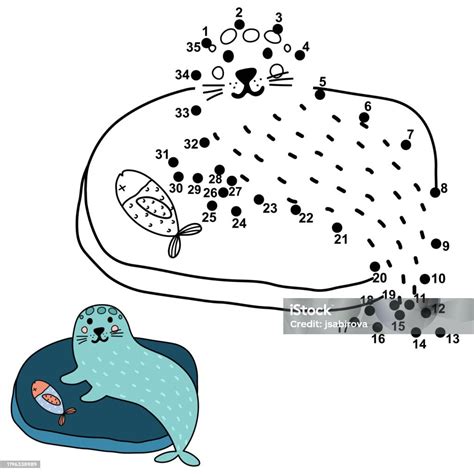 아이들을위한 교육 게임 숫자를 가입하고 재미있는 인장을 그립니다 물개에 대한 스톡 벡터 아트 및 기타 이미지 물개 연결