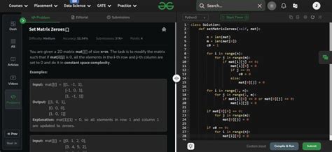 Dsa Geeksforgeeks Setmatrixzeroes Python Spaceoptimization