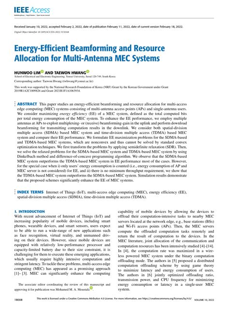 Pdf Energy Efficient Beamforming And Resource Allocation For Multi Antenna Mec Systems
