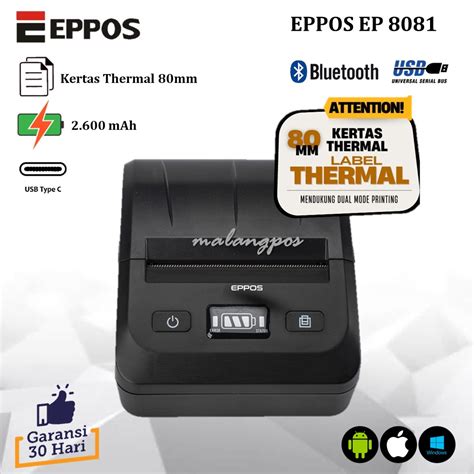 Jual Eppos Ep8081 Mini Printer Struk Ppob Rpp02n Mobile Printer