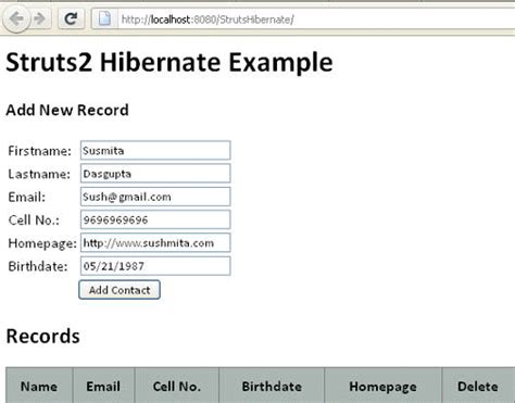 struts 2 with hibernate