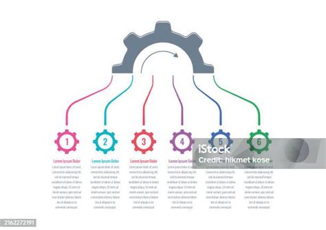 산업 잡지 연례 보고서 교육 비즈니스 과학을 위한 인포그래픽 다채로운 바퀴 인포 그래픽 템플릿 Six Steps 정보 템플릿 6에 대한 스톡 벡터 아트 및 기타 이미지