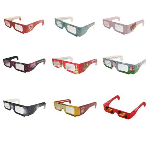 Customized Paper Diffraction Glasses Rave Paper Glasses Heart Spiral Total 9 Holographic