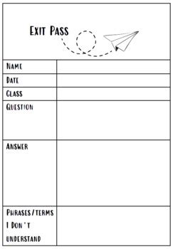 Exit Pass Template By Tammy Mellish TPT Exit Pass Template By Tammy Mellish TPT