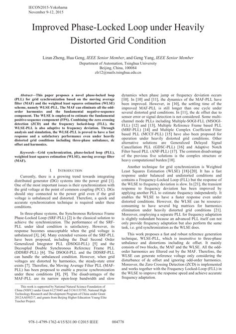 Pdf Improved Phase Locked Loop Under Heavily Distorted Grid Condition