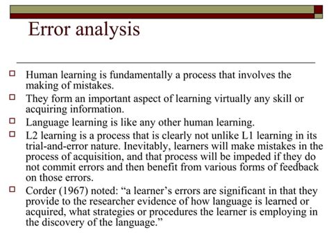 4 Learner Error Analysis Ppt