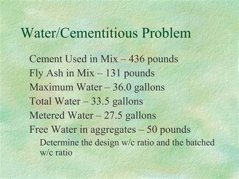 Water Cement Ratio Ppt