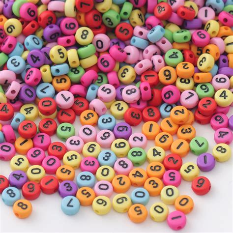 Colorful Number Beads Round Flat Beads For Diy Jewelry 100pcs Etsy