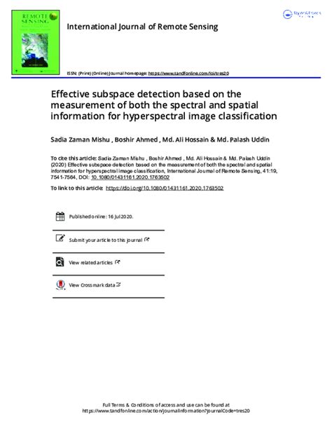 Pdf Effective Subspace Detection Based On The Measurement Of Both The Spectral And Spatial