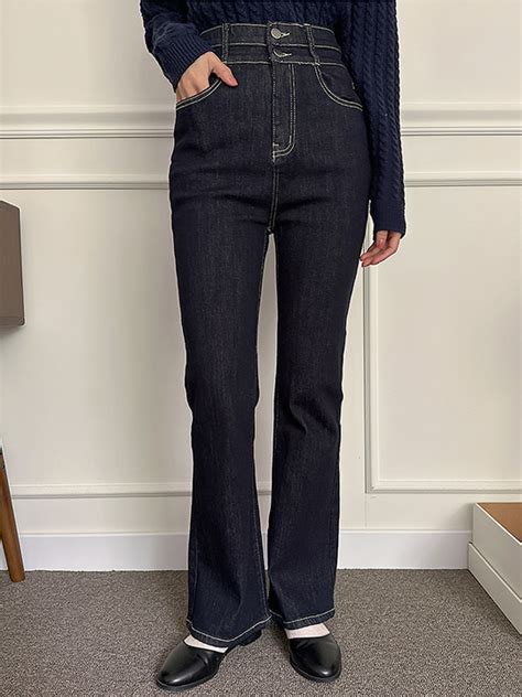 리리앤코 2천장 돌파 숏기본롱 티버덴 스판 속밴딩 투버튼 부츠컷 데님 팬츠 청바지 사계절데일리룩데이트룩