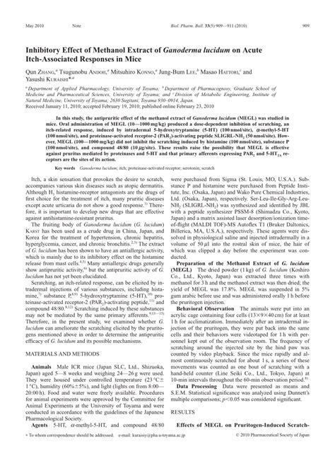 Pdf Inhibitory Effect Of Methanol Extract Of Ganoderma Lucidum On