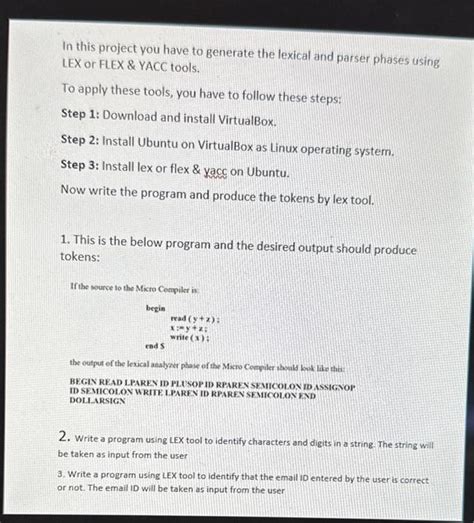 Solved In This Project You Have To Generate The Lexical And