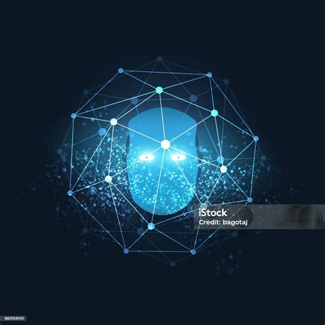 추상 기계 학습 인공 지능 및 로봇 머리와 네트워크 메쉬 네트워크 디자인 컨셉 Speech Recognition에 대한 스톡