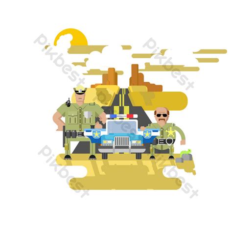 잘 생긴 만화 경찰 요소 일러스트 Png Ai 무료 다운로드 Pikbest