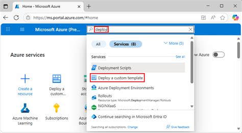 deploy template azure portal azure resource manager microsoft learn