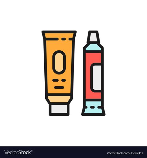 Hand Cream Cosmetic Tubes Toothpaste Flat Color Vector Image