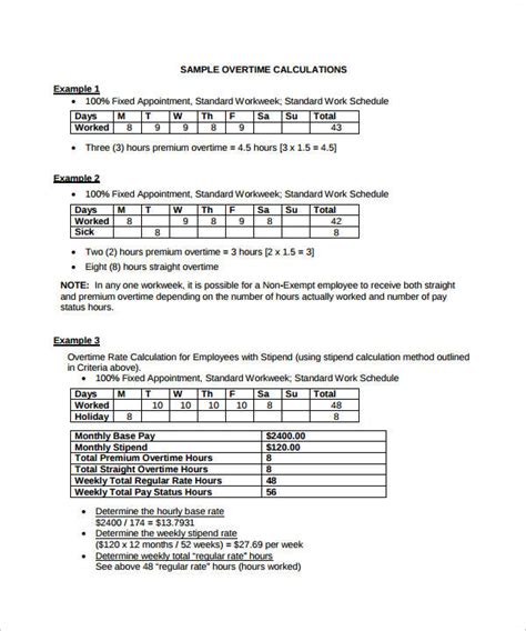 Free 15 Overtime Worksheet Templates In Pdf Ms Word Excel