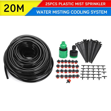 물 분무 냉각 시스템 스프링클러 Diy 세트 20m 플라스틱 미스트 스프링클러 노즐 관개 키트 야외 정원 파티오 워터링 키트 Aliexpress