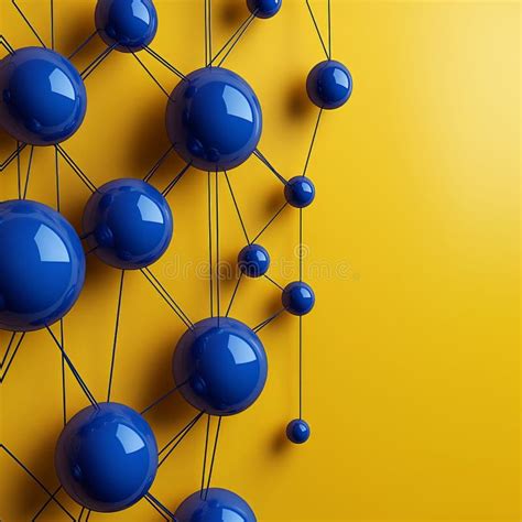 Dynamic Connections A Network Of Interconnected Blue Spheres On Yellow Stock Image Image Of