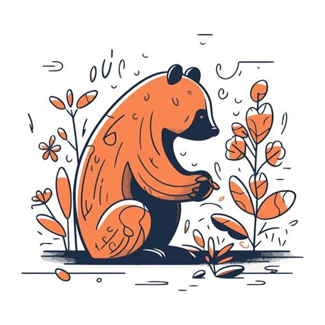 Premium Vector Hand Drawn Vector Illustration Of A Cute Bear In The