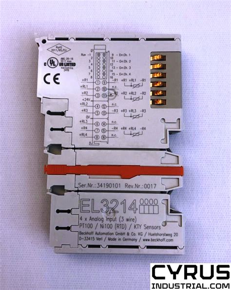 Beckhoff EL EtherCAT Terminal Channel Analog Input Temperature RTD Pt Bit