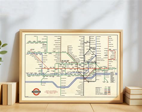 Vintage London Underground Map Poster Retro Tube Railway Guide