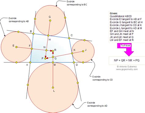 Geometry Problem 569 Quadrilateral Excircles Tangency Points