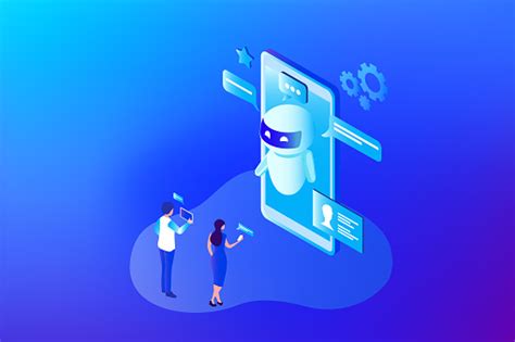 Ai 채팅 봇 기술 개념 로봇과 채팅하고 질문하고 답변을 받는 사람들 Ai 어시스턴트 지원 벡터 일러스트 레이 션 0명에 대한 스톡 벡터 아트 및 기타 이미지 Istock