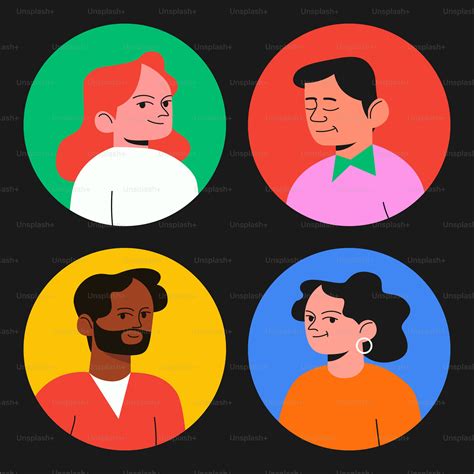 남자와 여자의 4 가지 다른 아바타 벡터 Unsplash의 사람 이미지