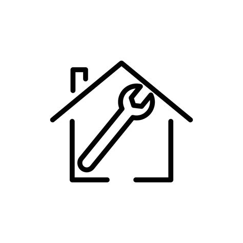House Line Icon Illustration With Wrench Suitable For Automotive Workshop Icon Icon