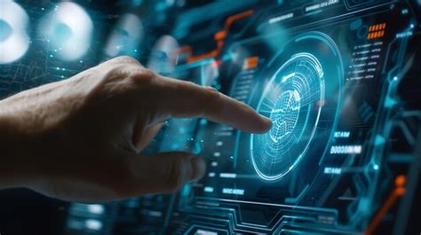 Biometric Security System Man Uses Thumb To Access Data Access Permission System On Generative