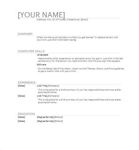 25 Free Resume Outline Templates Pdf Doc Format Examples