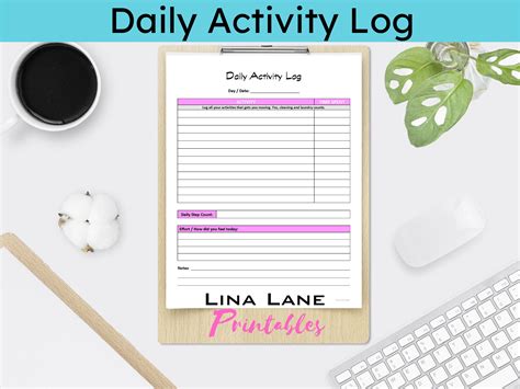 Daily Activity Log Etsy