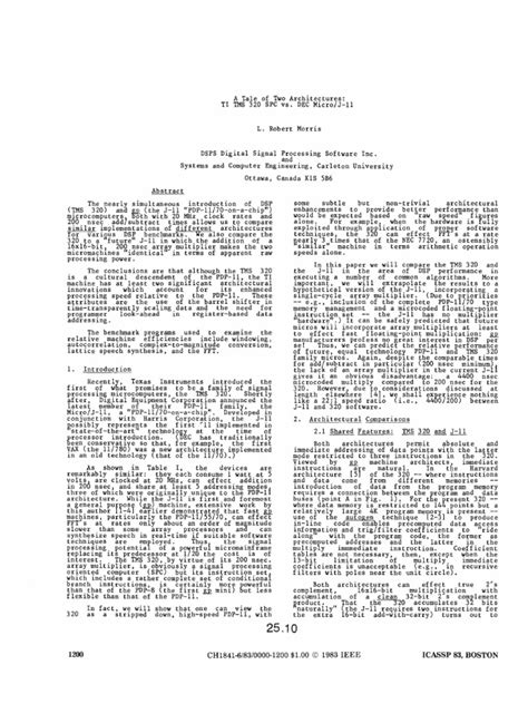 A Tale Of Two Architectures Ti Tms 320 Spc Vs Dec Micro J 11 Pdf Digital Signal Processor