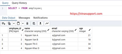 Export dữ liệu ra file CSV trên PostgreSQL VinaSupport