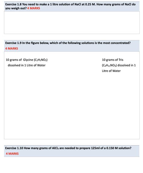 Solved Exercise You Need To Make A Litre Solution Of Chegg Com