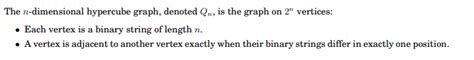 Solved The N Dimensional Hypercube Graph Denoted Qr Is The