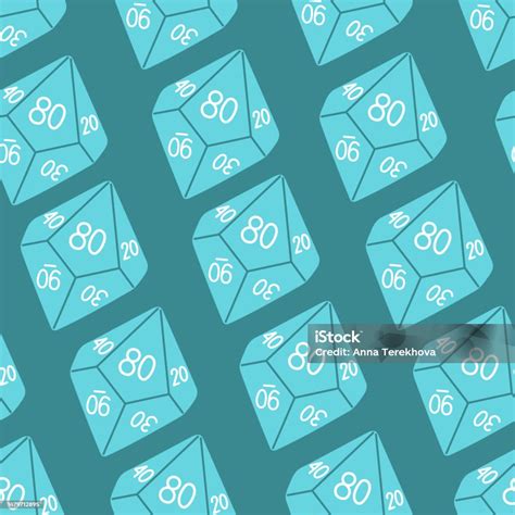 D8 D10 D12 D20 Dice For Board Games Seamless Pattern Rpg Dice Set For Table Game Vector