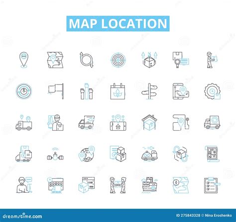 Map Location Linear Icons Set Coordinates Geolocation Plot Navigator Area Terrain