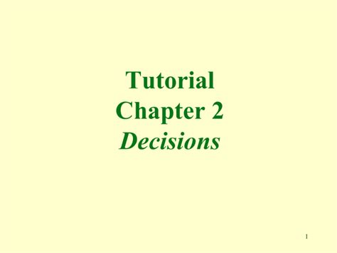 Economics Tutorial Decisions Chapter