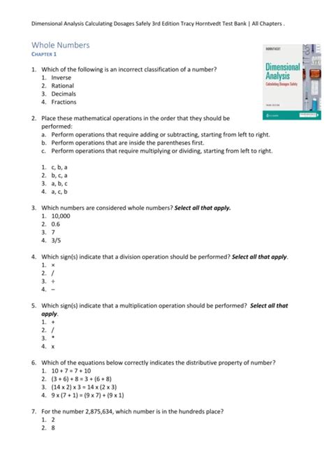 Dimensional Analysis Calculating Dosages Safely Horntvedt Test Bank 3rd Edition Tracy