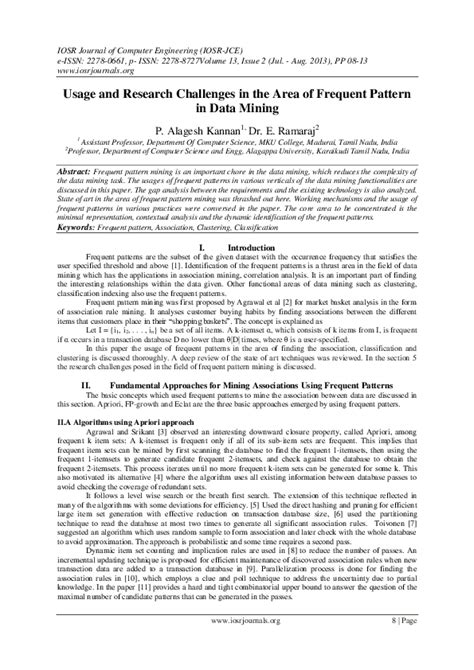 Pdf Usage And Research Challenges In The Area Of Frequent Pattern In Data Mining
