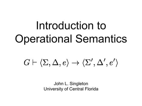 introduction to operational semantics ppt