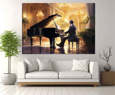 Abstract Pianist Playing Grand Piano Canvas Print Piano Wall Art