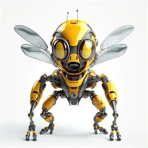 Bee Or Wasp Robot Robotic Insect Isolated Over White Background Ai Generated Stock